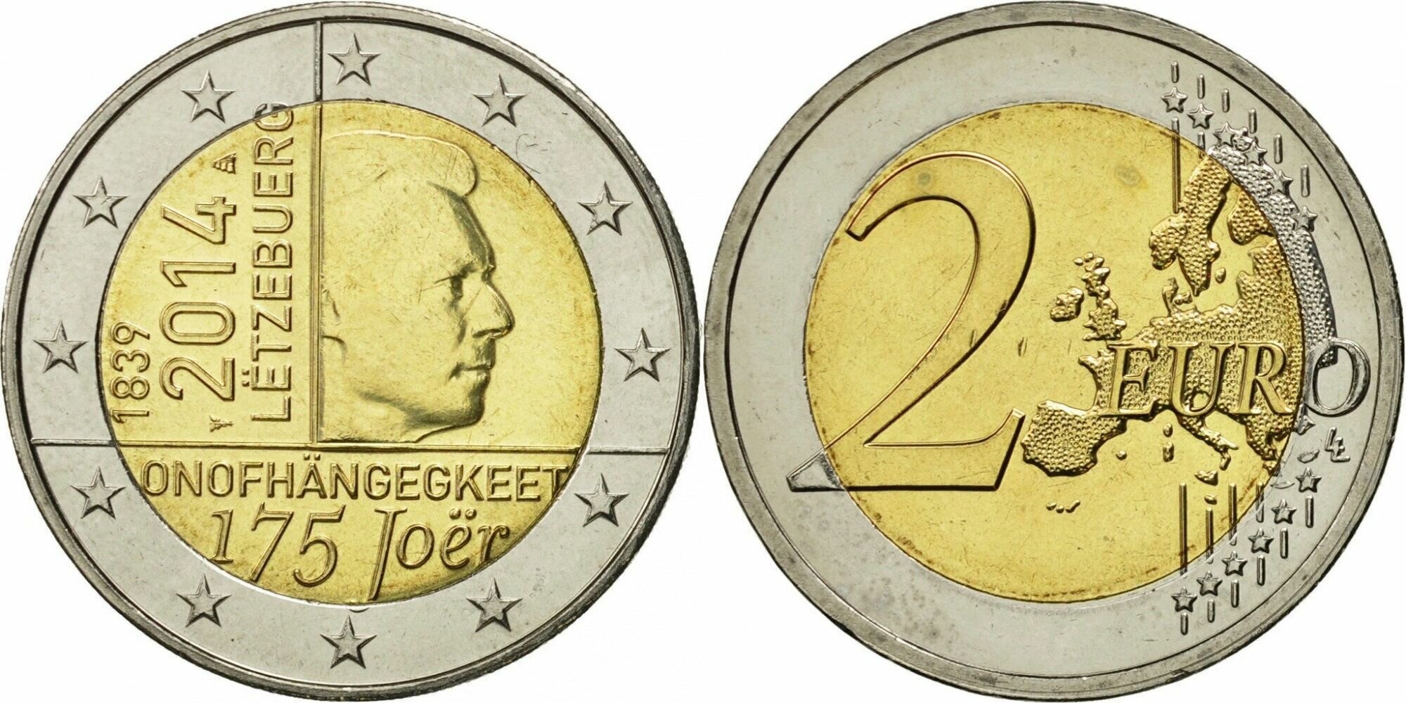 Люксембург 2 евро, 2014 175 лет Независимости Великого герцогства Люксембург UNC