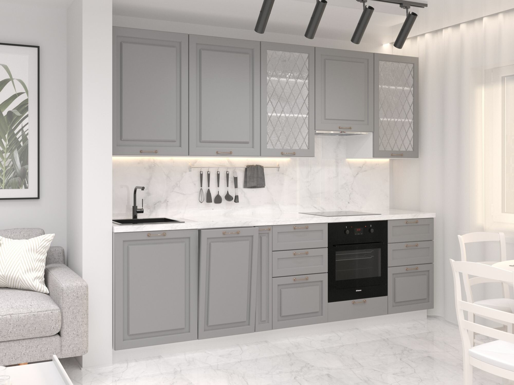 Кухонный гарнитур Ницца Графит, 2800 мм