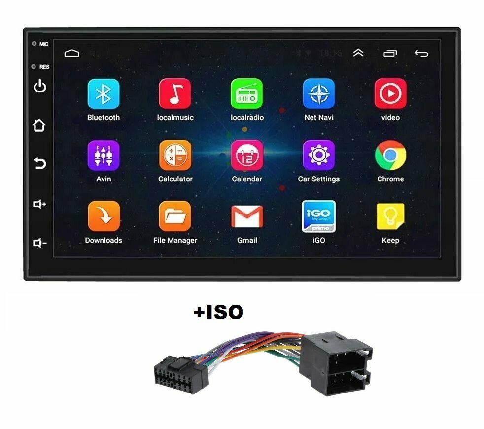 Магнитола 7 дюймов Андроид, 4/64 ГБ + ISO переходник