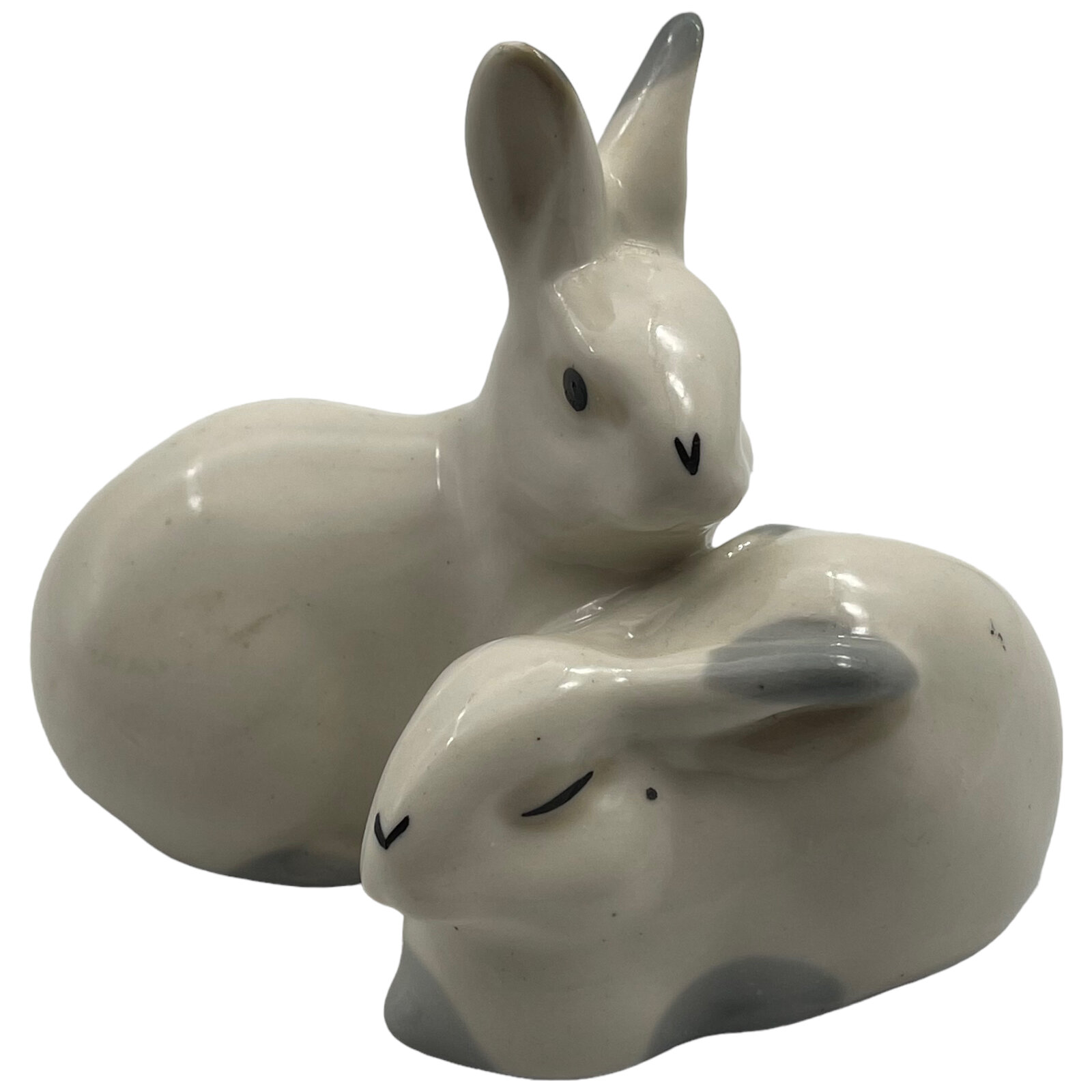 Фарфоровая статуэтка "Два зайца м/р" 1960-1970 гг. Артель Прогресс, СССР