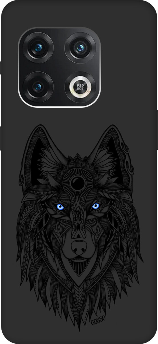 Матовый Soft Touch силиконовый чехол на OnePlus 10 Pro / ВанПлюс 10 Про с 3D принтом "Grand Wolf" черный
