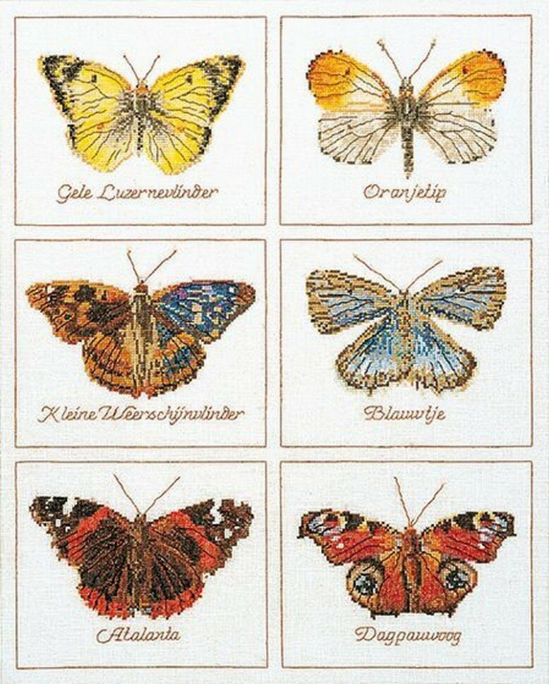 Набор для вышивания Thea Gouverneur #2037A Butterflies (Бабочки), Счетный крест, 37 x 46 см