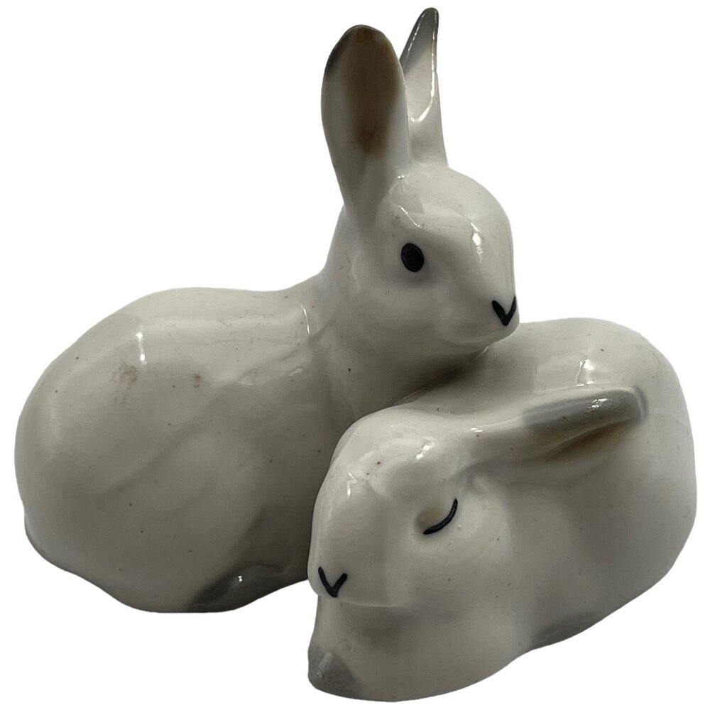 Фарфоровая статуэтка "Два зайца м/р" 1960-1970 гг. Артель Прогресс, СССР (Лот №2)