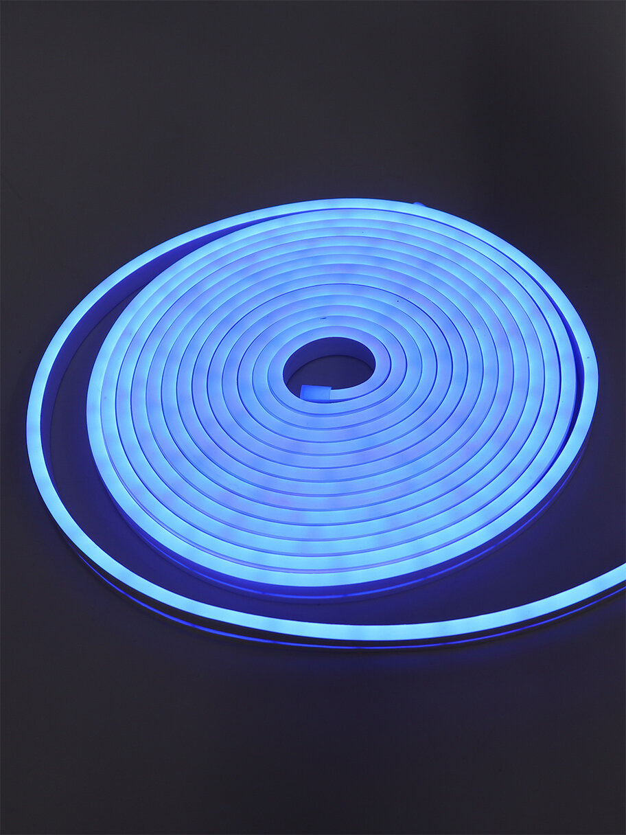 Гибкий неон комплект, 2835, 120SMD, DC12В, синий, 5 м + блок питания