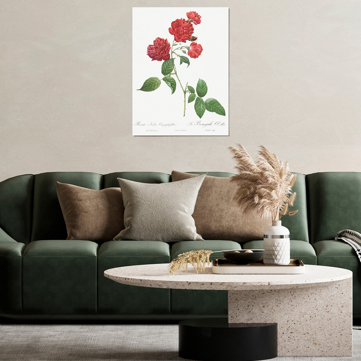 Картина на холсте, репродукция / Пьер-Жозеф Редуте - Red Cabbage Rose / Размер 30 x 40 см