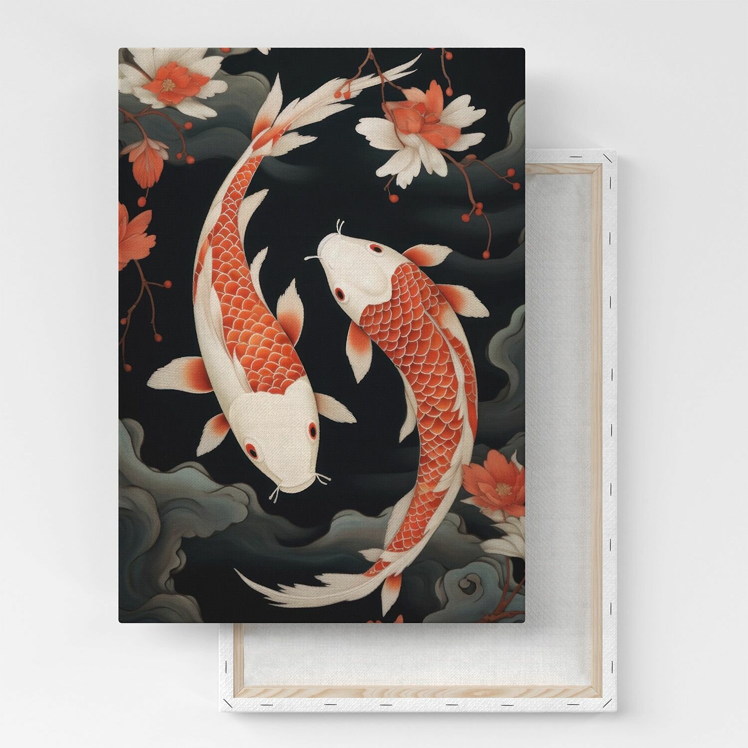 Картина на холсте, репродукция / Карпы кои / Размер 30 x 40 см