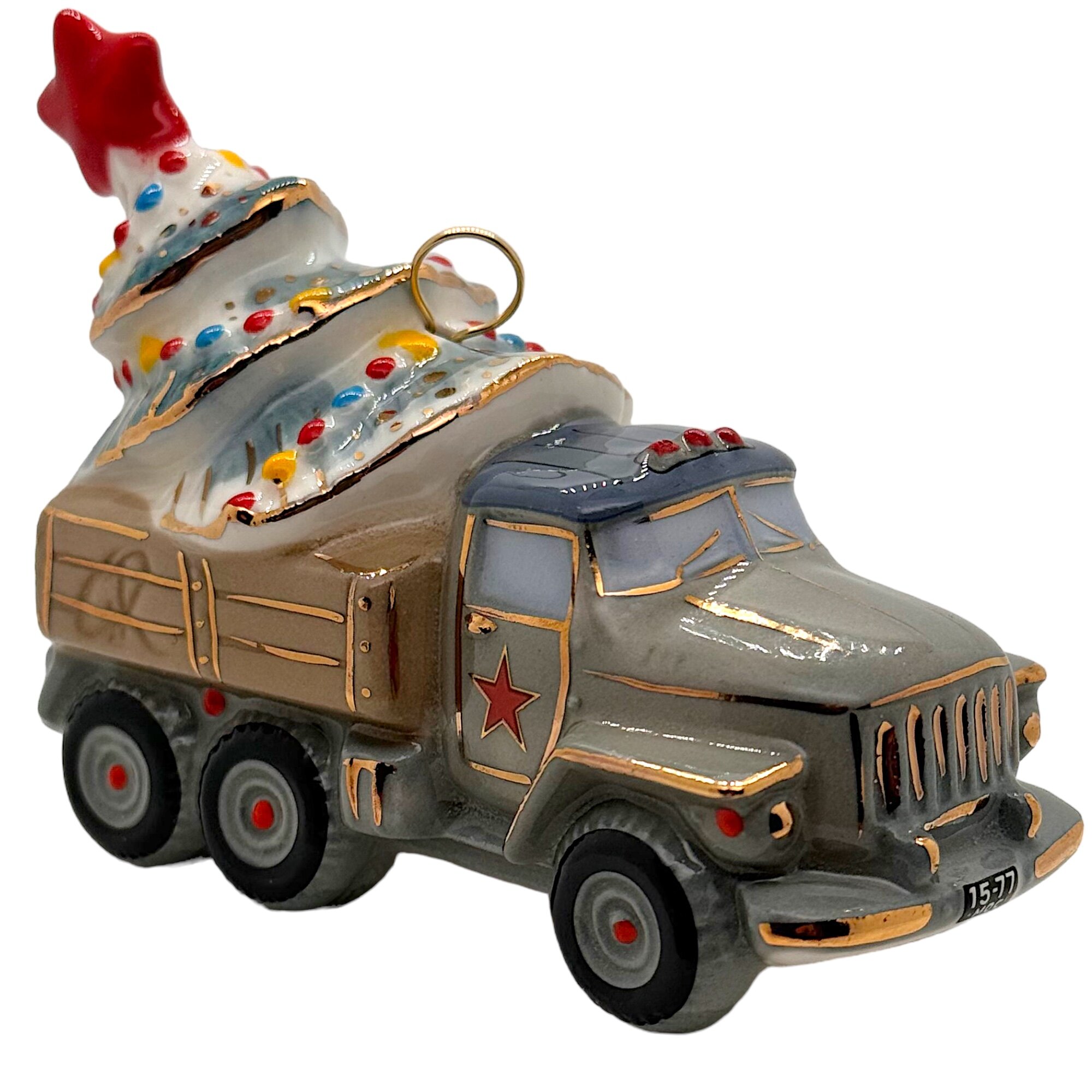 Ёлочная игрушка "Грузовик с ёлкой" (Фарфоровая мануфактура)