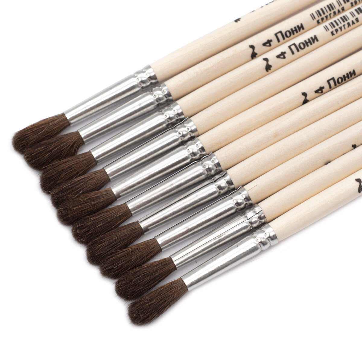 Кисти для рисования из волоса пони школьные Артком №4, ПК-12044, 10 штук