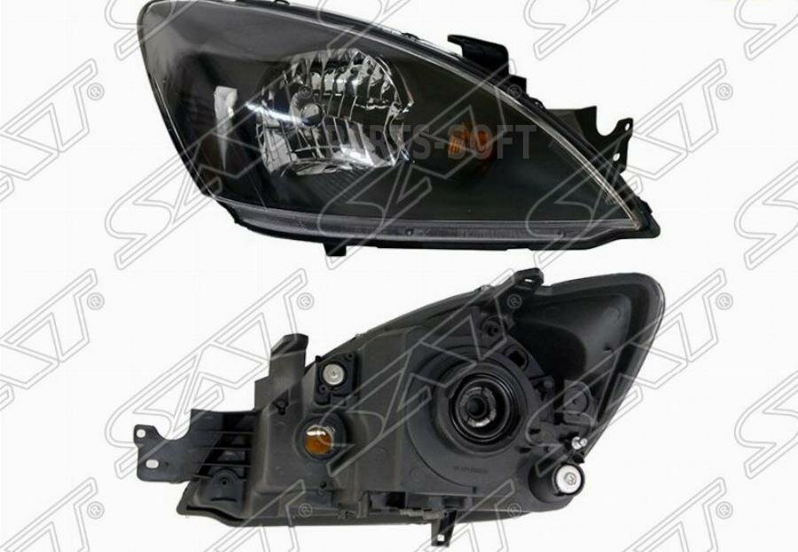 Фара Mitsubishi Lancer 02-10 (Справа/ Ручная регулировка/ чёрная) Sat арт. ST-214-1172BR
