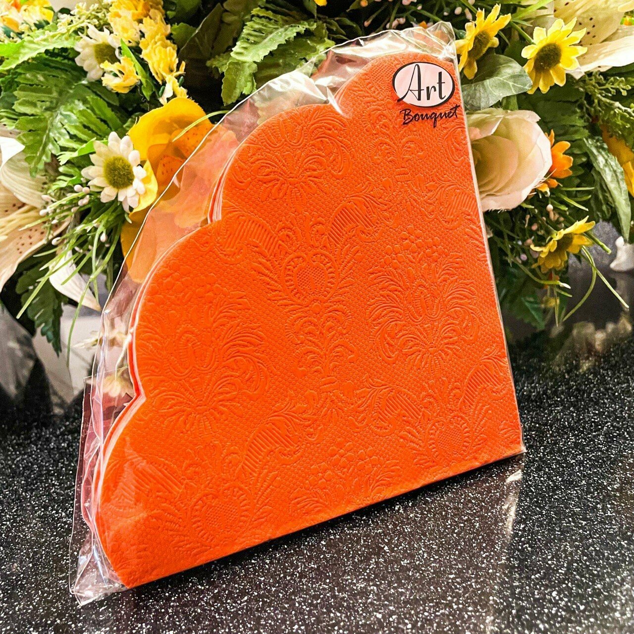 Салфетки Desna "Барокко Оранжевый", круглые, бумажные, диаметр 32см