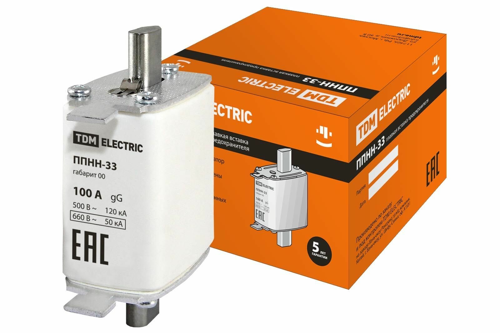 Плавкая вставка ППНН-33 габ.00, 100А TDM