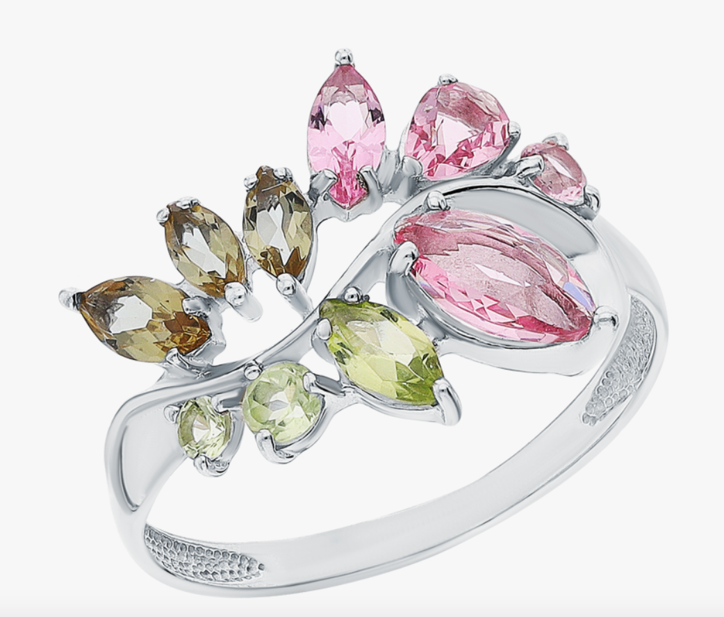 Кольцо, серебро, 925 проба, ситалл, гранат, родолит