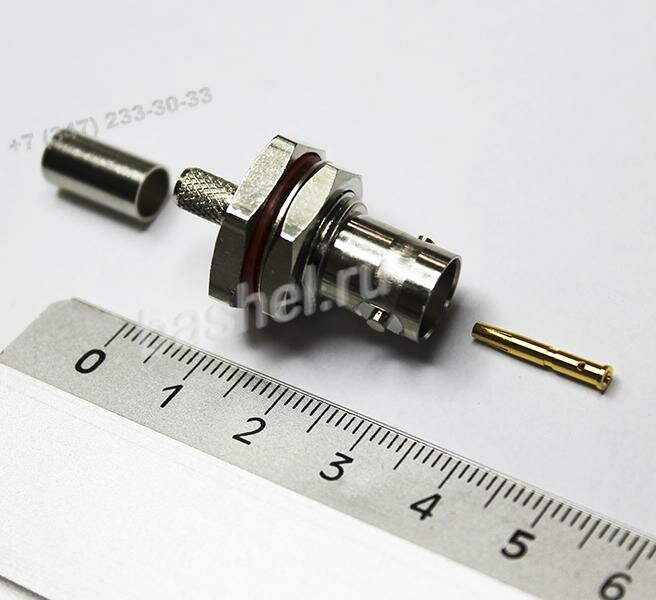 Гнездо BNC корпусное, крепление-гайка, обжимной RG-58