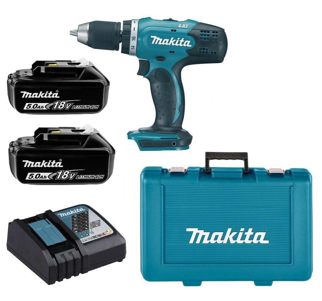 Аккумуляторная дрель-шуруповерт Makita DDF453RTE (18V, 2 x 5.0Ah, з/у, Li-Ion)
