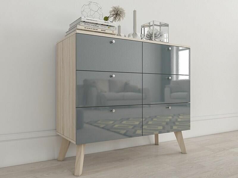 Комод для вещей "Парма 15" 100х90х40, дуб сонома / графит глянец