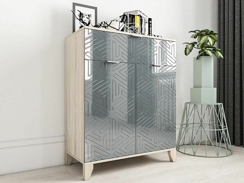 Комод для вещей "Сканди 23" 80х100х40, дуб сонома / графит глянец