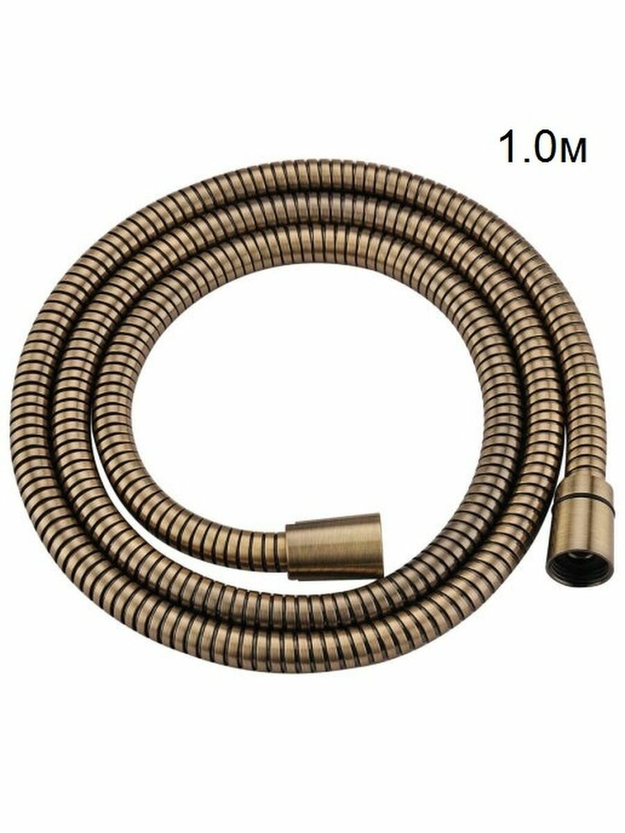 Шланг Ganzer GZ60100-D, оболочка металл, длина 1 м, растяжение до 1.2 м, бронзовый цвет