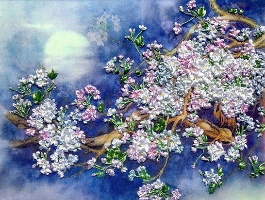 Набор для вышивания FeDi #ЛП3606 Цветущий рассвет, Вышивка лентами, 43 х 32 см