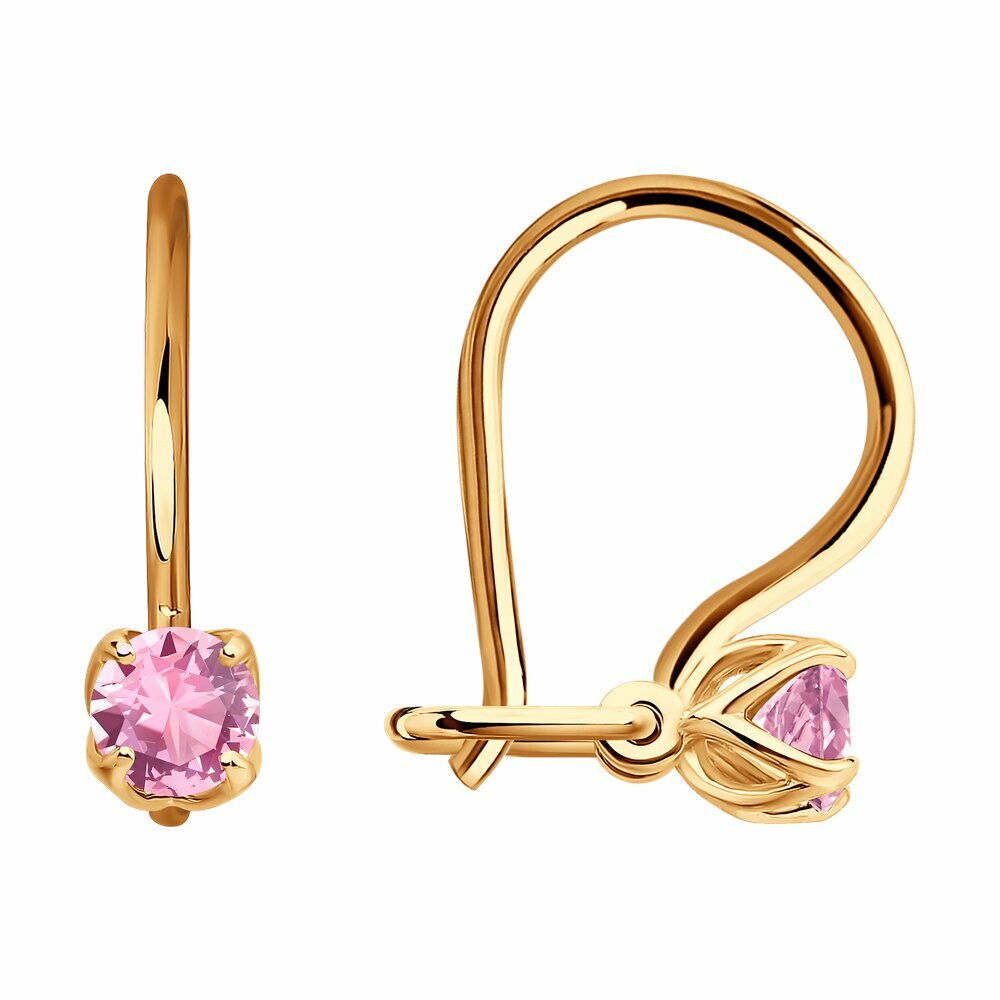Серьги, красное золото, 585 проба, сапфир