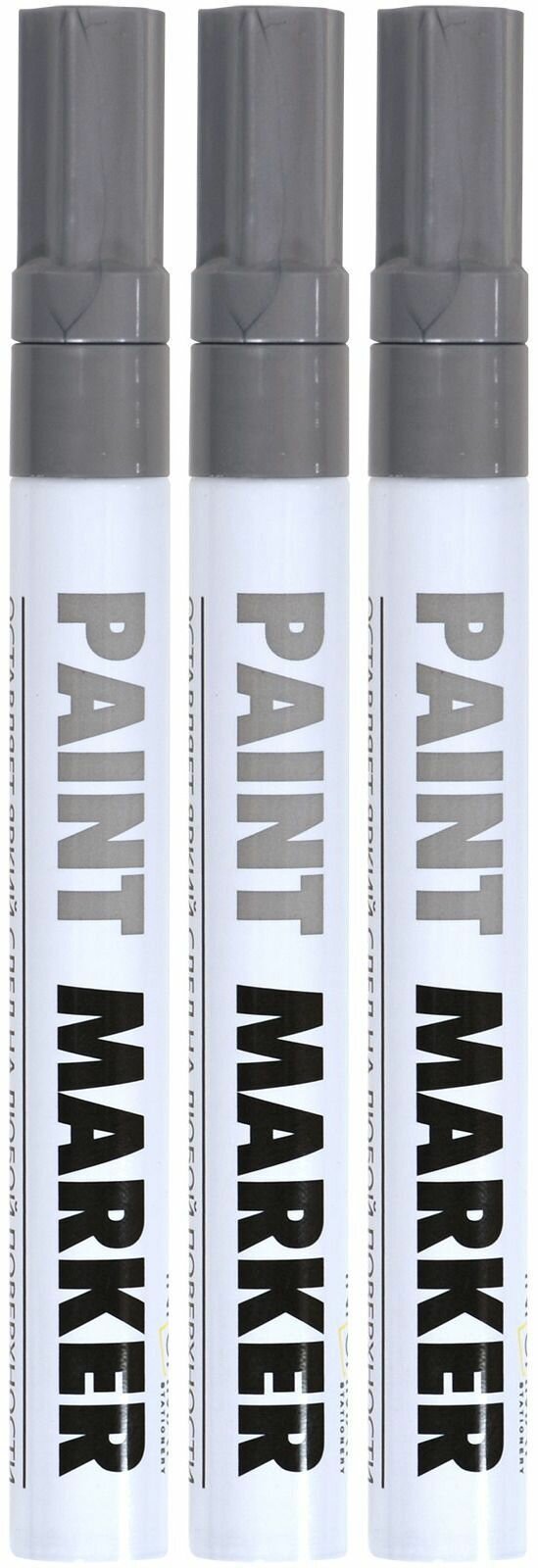 InФормат Маркер-краска лаковый 4 мм, серебро, круглый, 3шт.