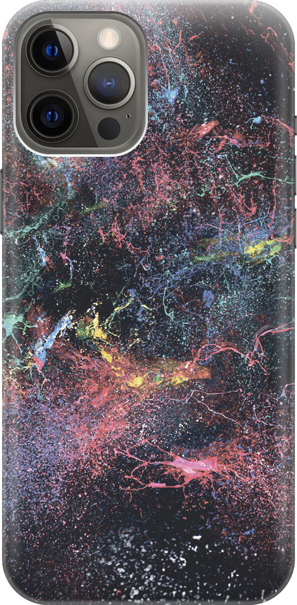 Силиконовый чехол на Apple iPhone 12 Pro Max / Эпл Айфон 12 Про Макс с рисунком "Красочные брызги ка черном"