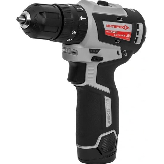 Дрель-шуруповерт аккумулятороная ударная Интерскол ДАУ-10/12В 38 минимакс (Li-ion, кейс, 2 аккум, 2,5 Ач, ЗУ)