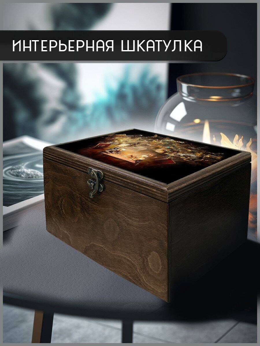Шкатулка интерьерная для украшений универсальная 22x17x12 см игра Ведьмак 3 (Witcher, гвинт, Геральт, Цири, темное фентези, Сапковский) - 2069