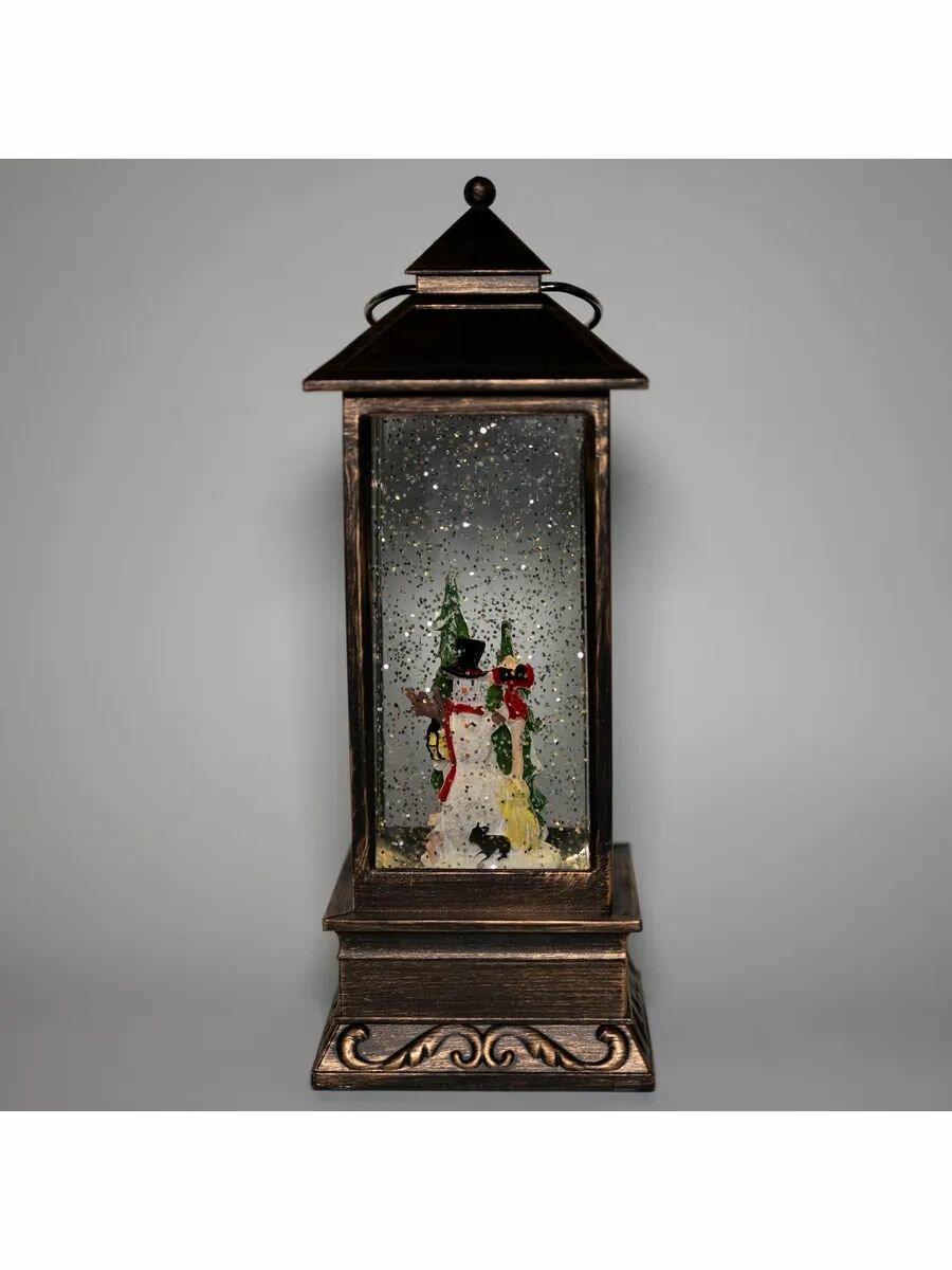 Фонарь новогодний светильник со снегом 26 см