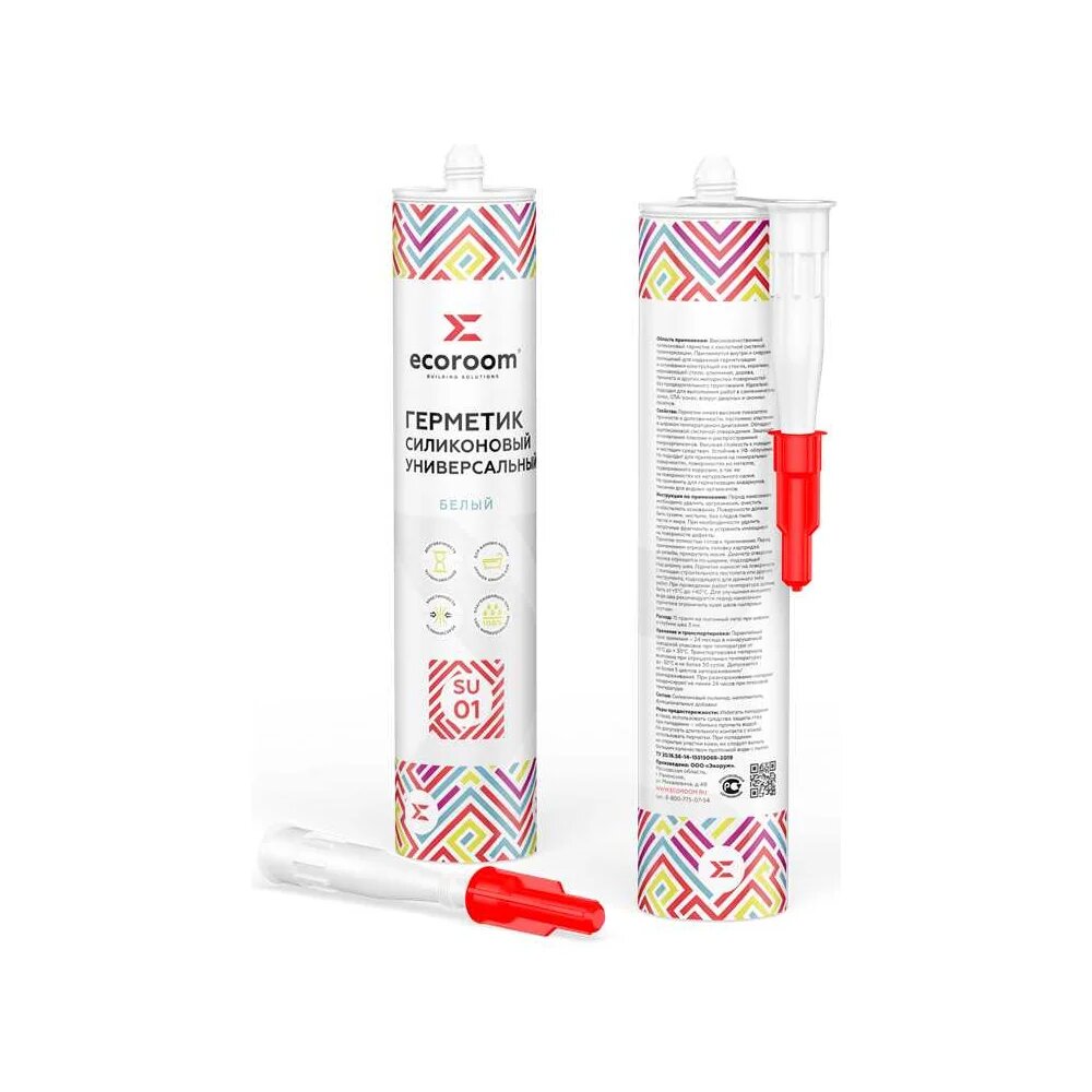 Герметик силиконовый универсальный ECOROOM SU-01, белый, 260мл 2211-1-260, надежной герметизации