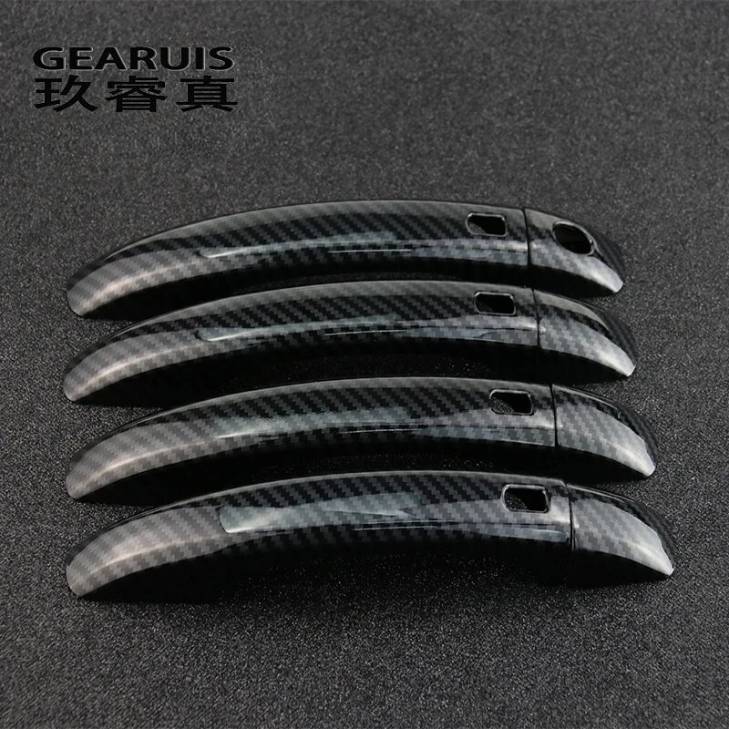 Автомобиль Стайлинг дверная ручка украшения Рамка Чехлы для Audi A4 B8 Q5 Q3 углеродное волокно дверная ручка наклейки отделка авто аксессуары