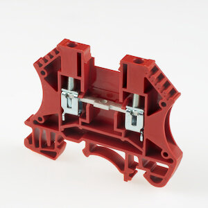 DK2.5RD Клемма проходная винтовая, 25А, 0.34-2.5 мм2, 600B, цвет красный, Dinkle.