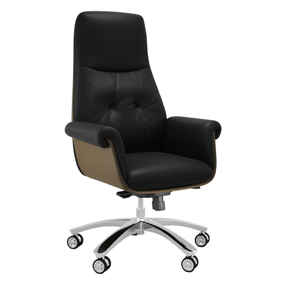 Кожаное кресло на колесиках Neohouse Avellon для кабинета и офиса (черный)