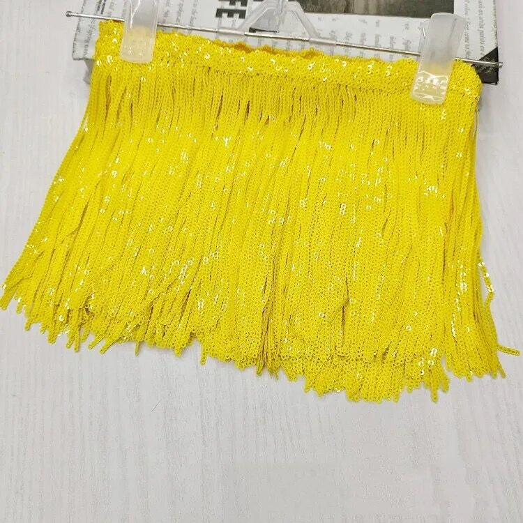 Блестящая лазерная бахрома с блестками Abei 17 см 100% полиэстер Желтый, Yellow
