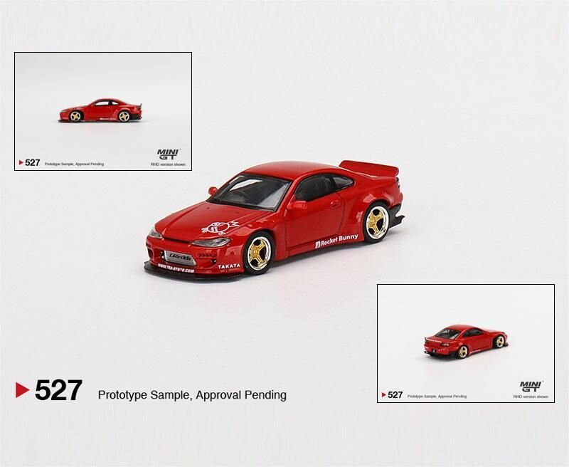 Машинка Mini GT 1:64 #527 Nissan Silvia (S15) Rocket Bunny Red Die-cast Alloy Car Model Collection Display Toy Gift
