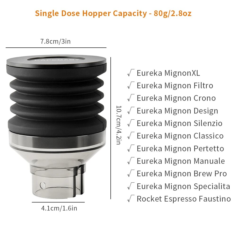 Кофемолка CAFEMASY для одной дозы Черный, F Style For Eureka