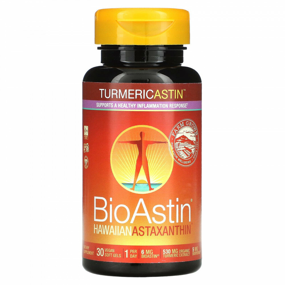 Nutrex Hawaii, Turmericastin ™, BioAstin® Hawaiian Astaxanthin®, 30 веганских мягких таблеток