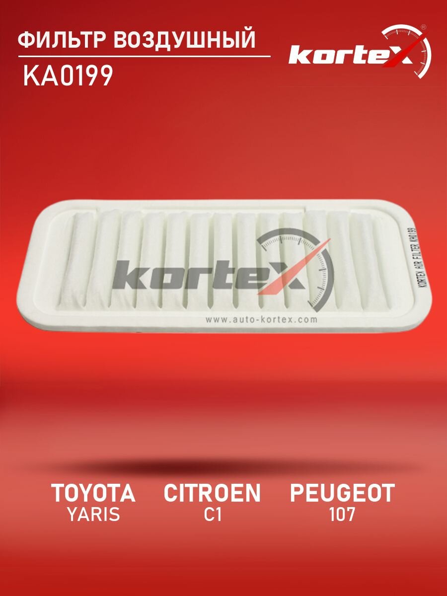 Фильтр воздушный Kortex для Citroen C1 / Daihatsu Sirion / Peugeot 107 / Toyota Aygo, Platz, Urban Cruiser, Yaris, Verso