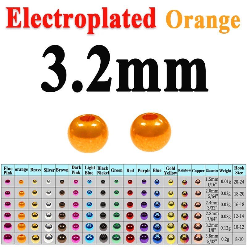 Vtwins Латунные бусины для вязания мушек 20 шт Оранжевый, 3.2mm 20pcs EPora