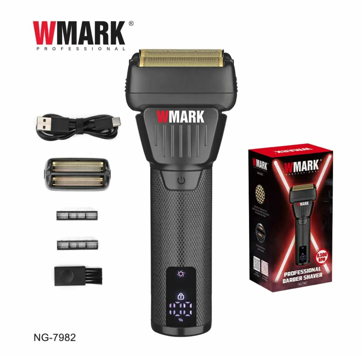 Электробритва WMARK NG7982, сеточный тип, влажное и сухое бритьё, USB-зарядка