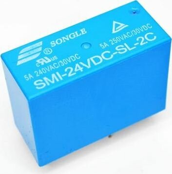 Реле SONGLE SMI-24VDC-SL-2C электромагнитное 24 В DPDT 2 формы C, 8 DIP, 13x29,2мм, 1 шт