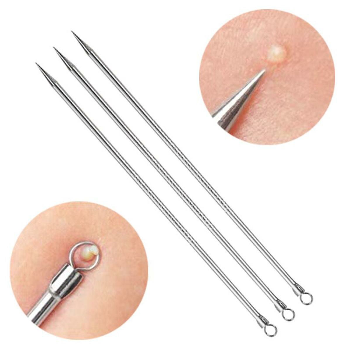 Экстрактор для лечения угрей и черных точек из нержавеющей стали, игла для удаления прыщей и угрей, инструмент для глубокой очистки лица, уход за кожей лица 1 шт.