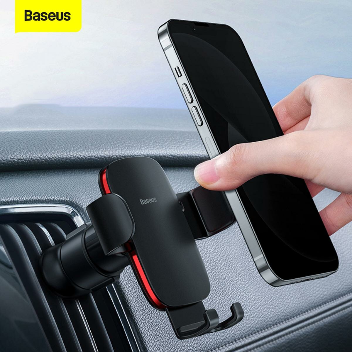 Автомобильный держатель для телефона Baseus, крепление на вентиляционное отверстие автомобиля, подставка для iPhone, металлический гравитационный держатель для мобильного телефона Samsung