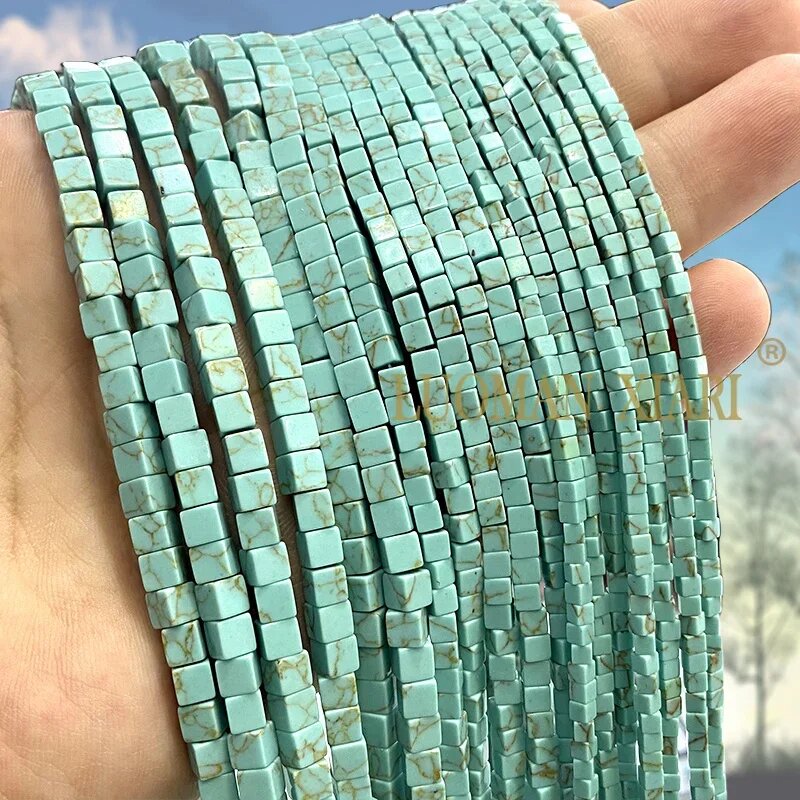 LUOMAN XIARI бирюзовый аметист бусины 2 3 4 мм 4x4mm 88-90pcs, blue turquoise