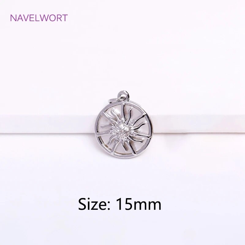 Подвеска-солнце из латуни с позолотой NAVELWORT 2 pieces, rhodium plated