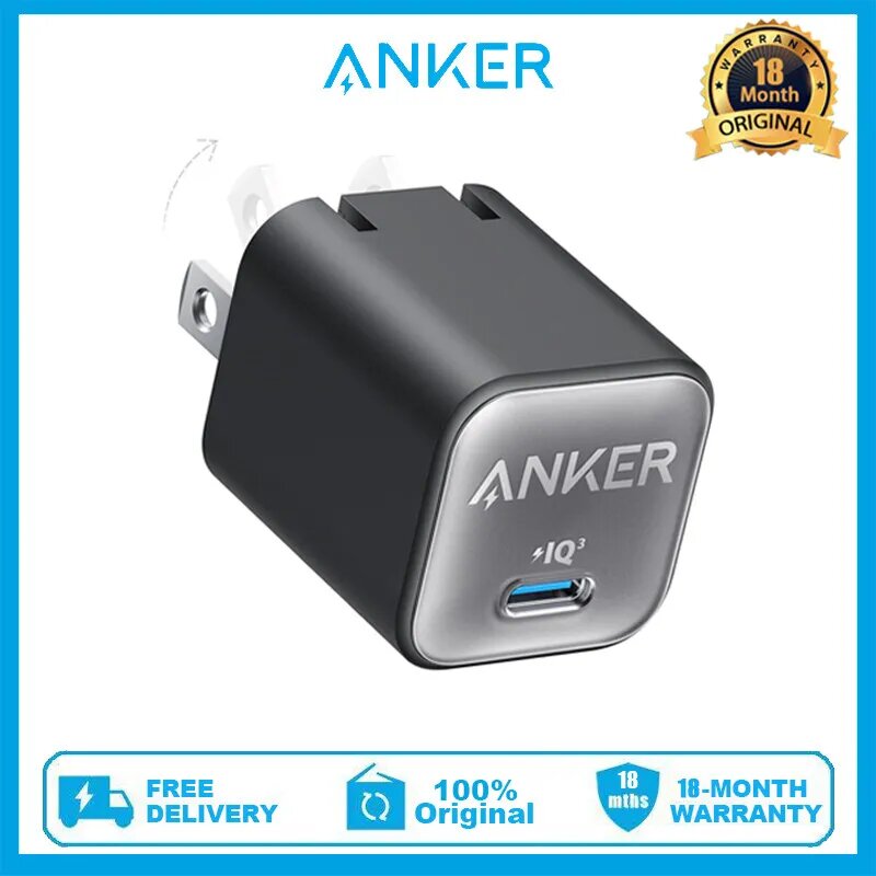 Зарядное устройство Anker USB C GaN 30 Вт 511, зарядное устройство (Nano 3) PIQ 3,0, складное быстрое зарядное устройство PPS Black