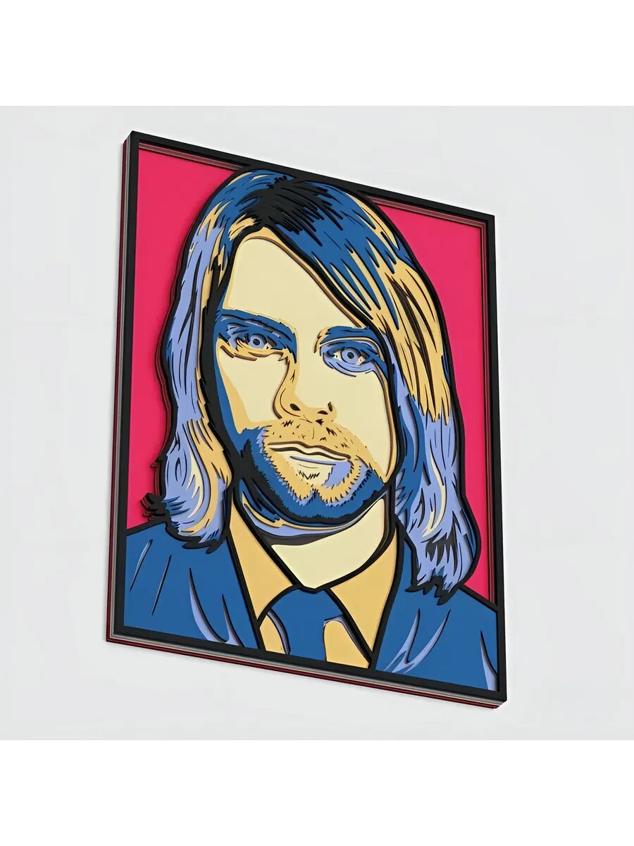 3D Картина по номерам из дерева Курт Кобейн, 23x30 см