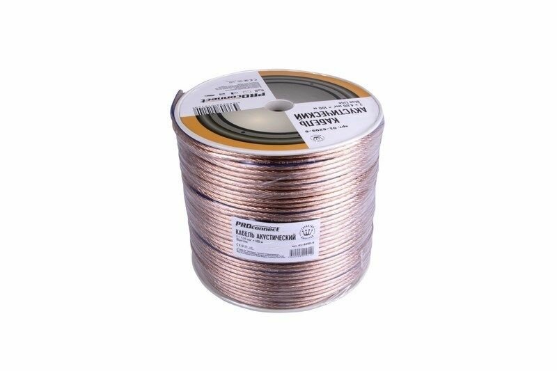 Кабель акустический 2х4,00мм , прозрачный BLUELINE, 100м PROconnect