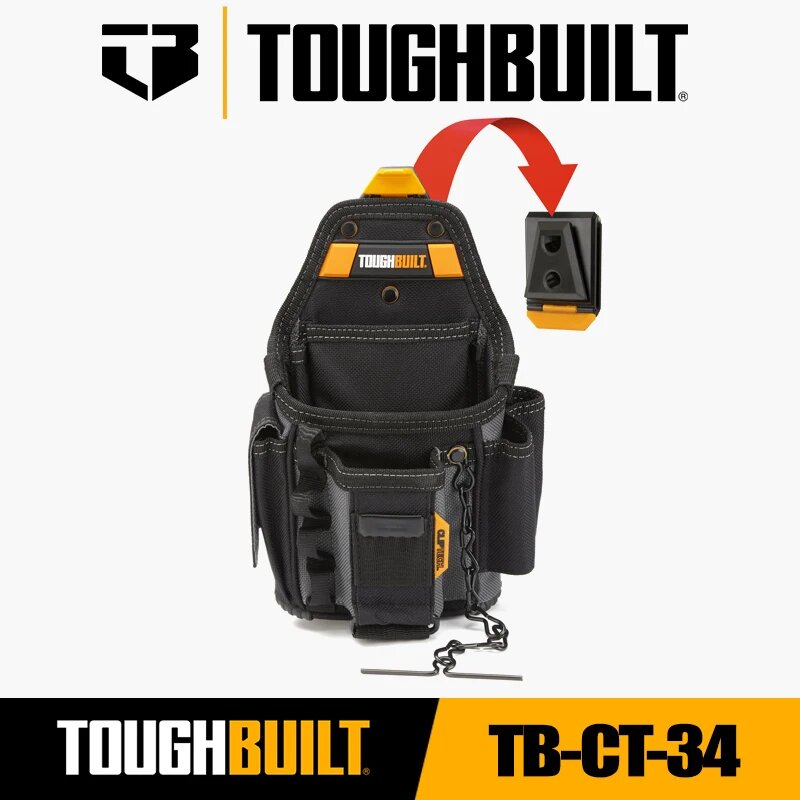 TOUGHBUILT TB-CT-34 Чехол для электрика, регулируемый, 13 карманов, с прочным 6-слойным набором инструментов для хранения строительных инструментов, прочный чехол