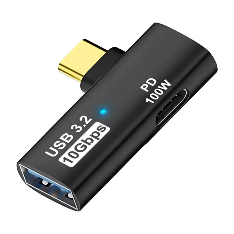 2 в 1 USB C OTG Кабель-адаптер типа C к USB3.2 10 Гбит/с PD100W Адаптер для быстрой зарядки данных для Samsung Huawei Xiaomi Ноутбук Планшет Black