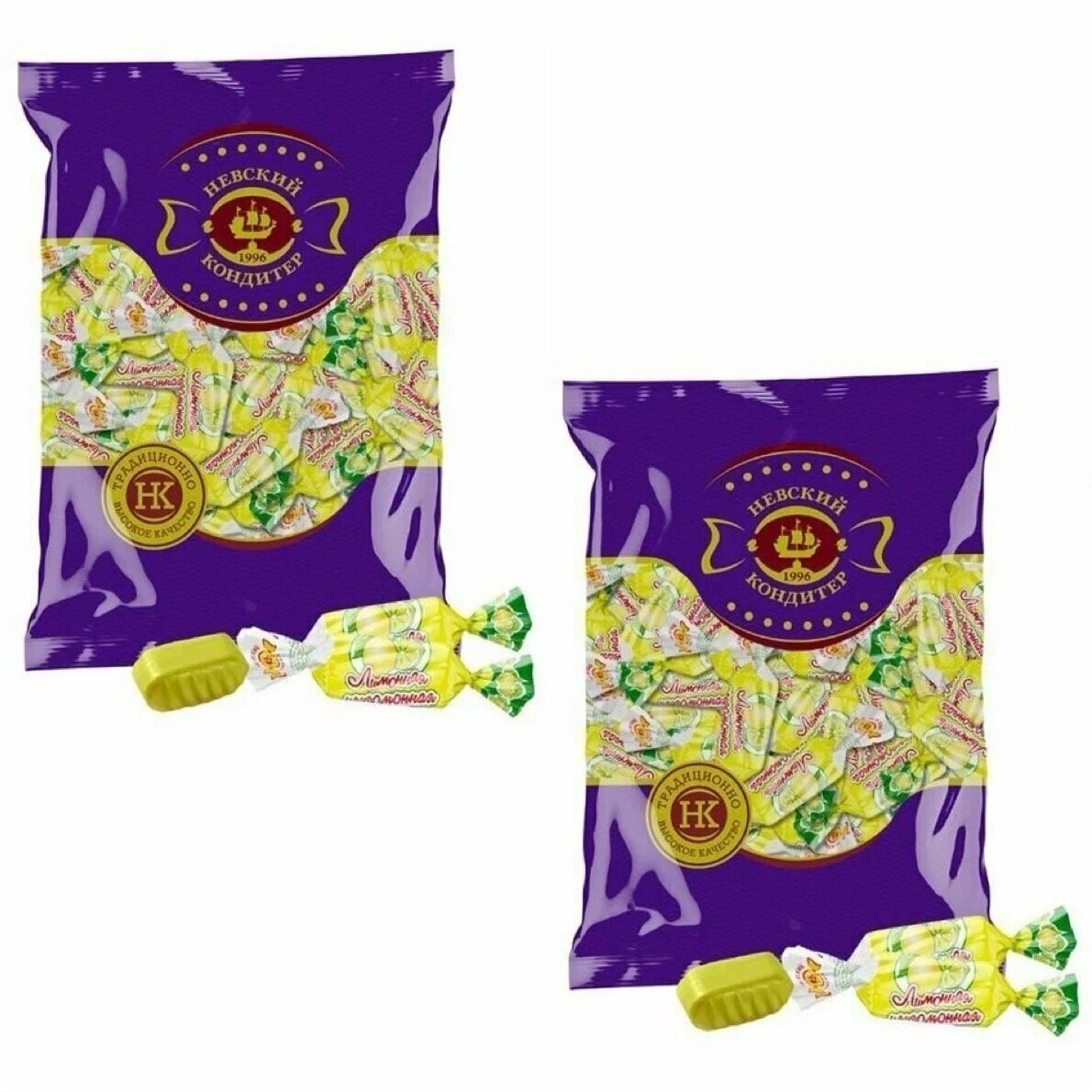 Невский Кондитер карамель помадная Лимонная-неугомонная 1000г - 2 штуки